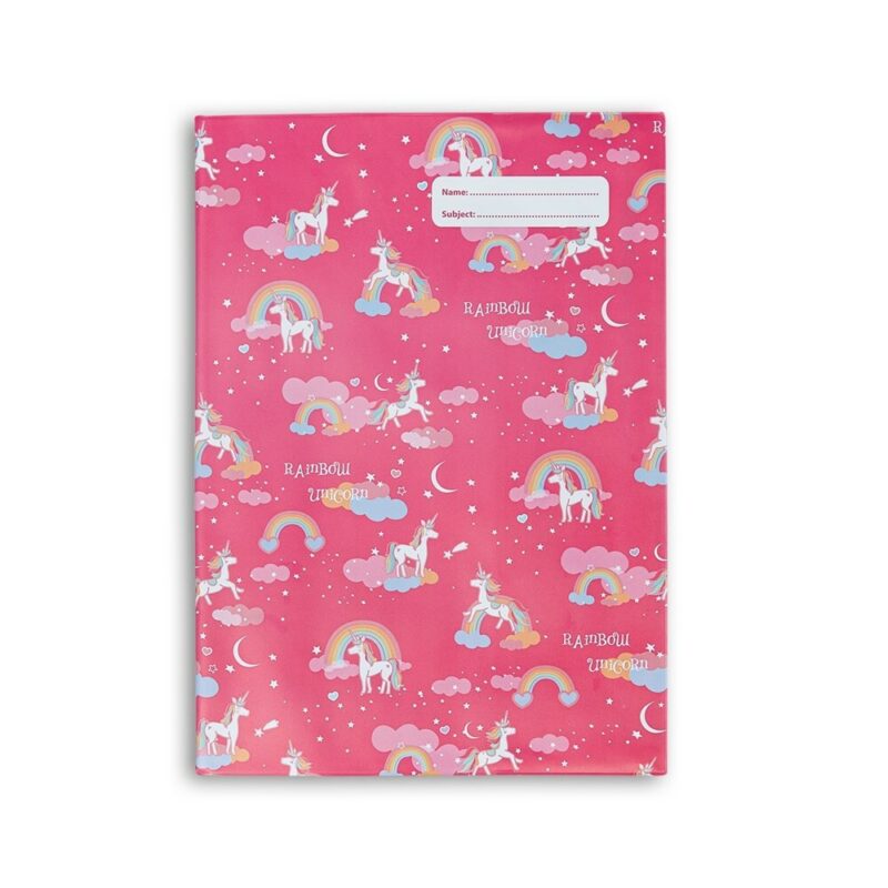 Rainbow Unicorn A4 Book Cover V - Filly and Co Horse Gifts